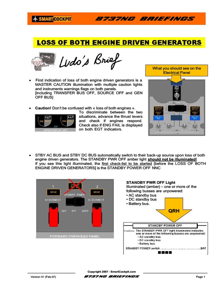B737 B Loss of Both Engine Driven Generators | PDF | Aviation | Aircraft