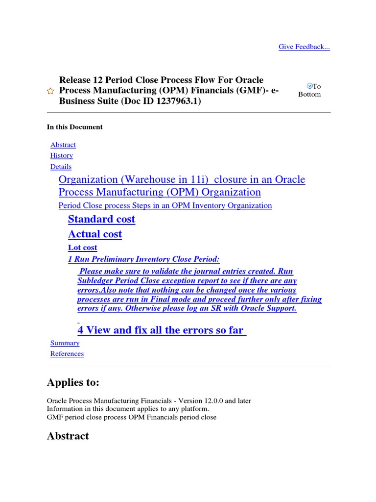 GMF period close process OPM Financials period close | PDF | Inventory ...
