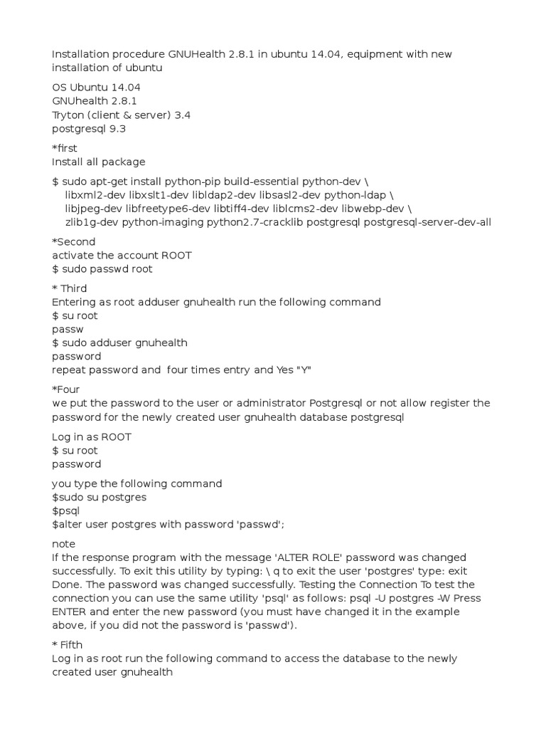 Gnu Health | PDF | Postgre Sql | Sudo