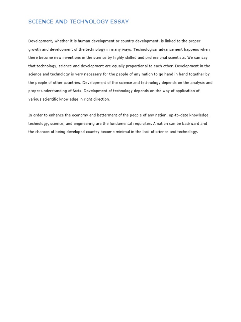 Science and Technology Essay | PDF