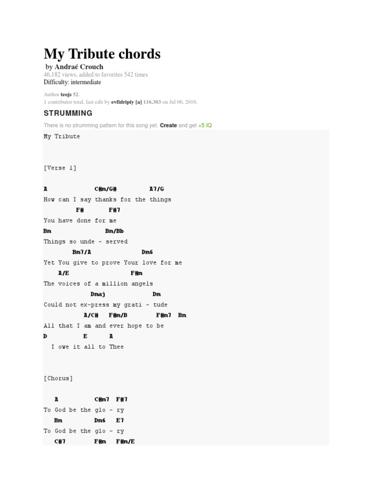 My Tribute Chords Pdf