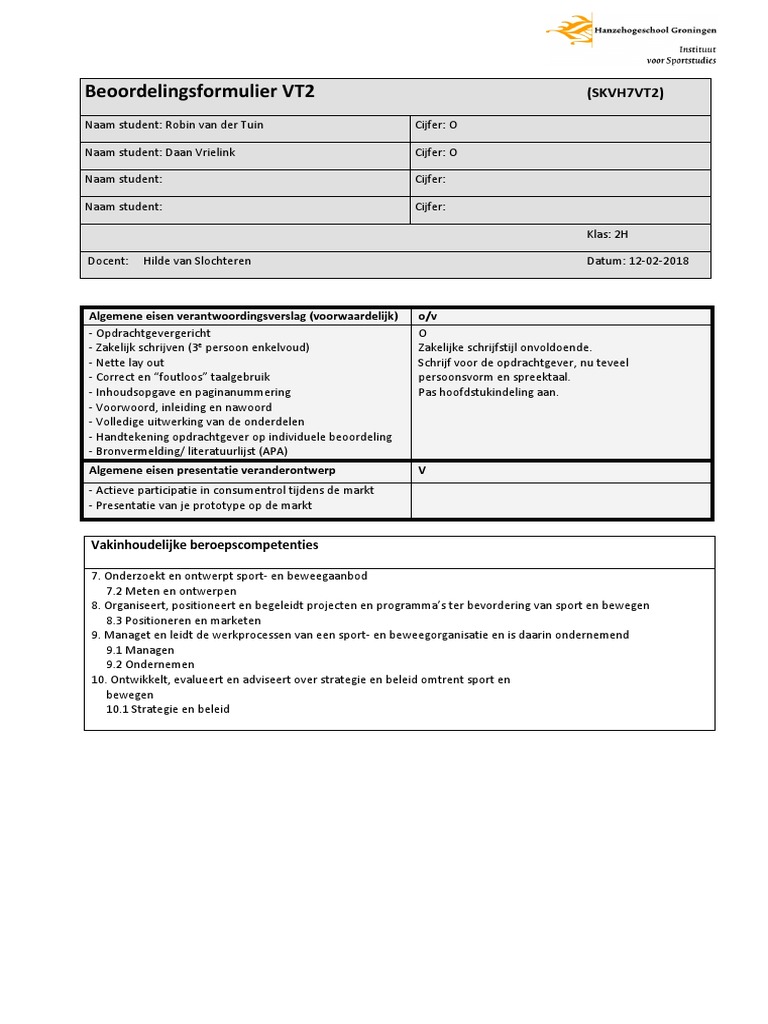 Robin Tuin Daan Vrielink Beoordeling vt2 k1 | PDF