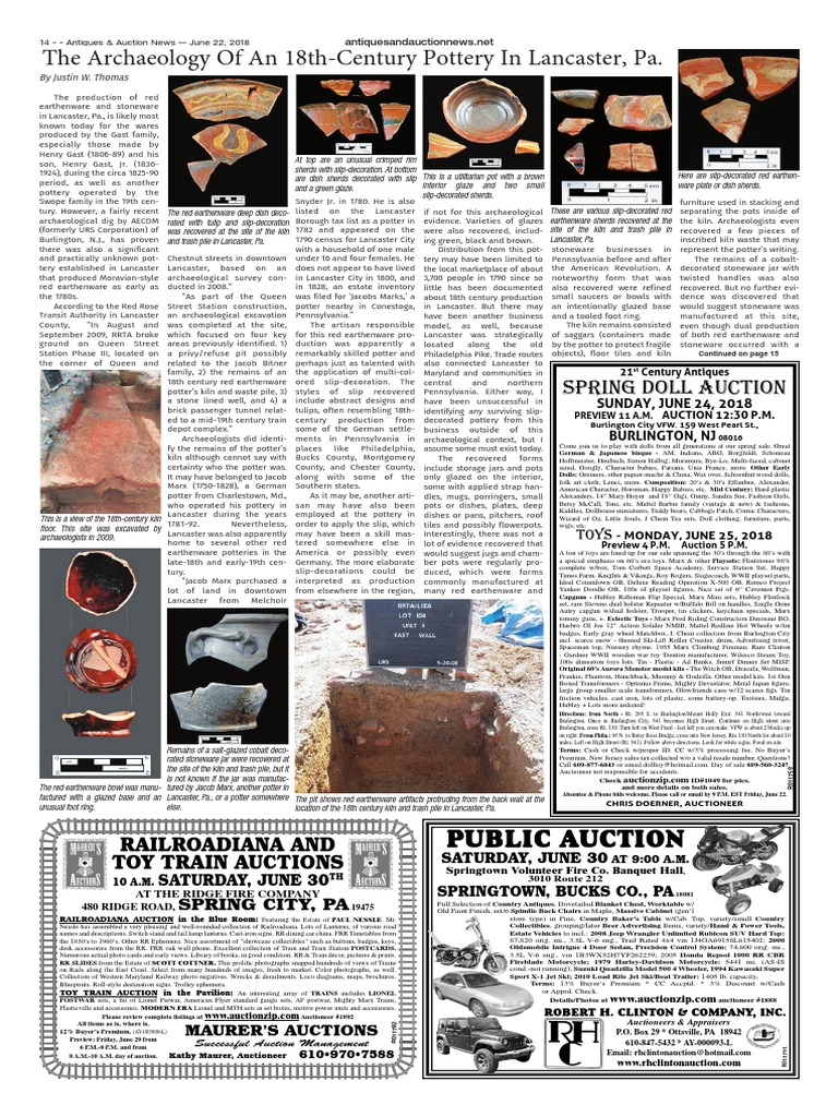18th Century Pottery in Lancaster, PA | PDF | Pottery