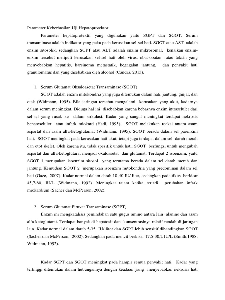 Parameter Keberhasilan Uji Hepatoprotektor | PDF