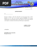 Barangay Tanod Appointment Notice | PDF