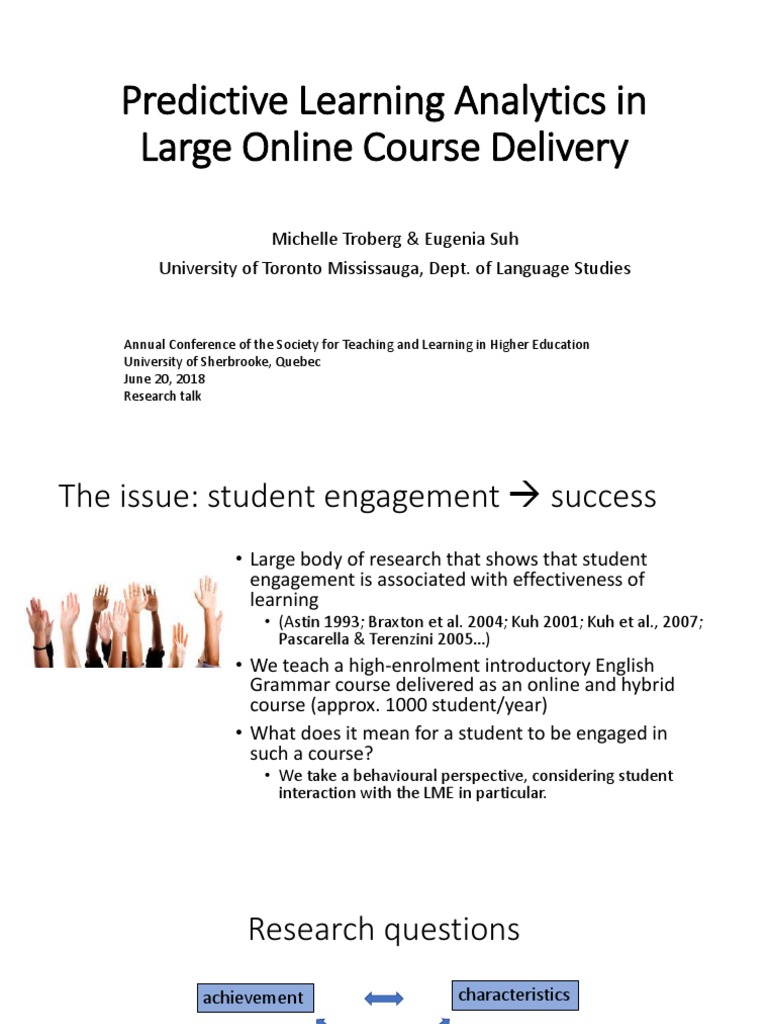 Predictive Learning Analytics in Large Online Course Delivery | Download Free PDF | Educational ...