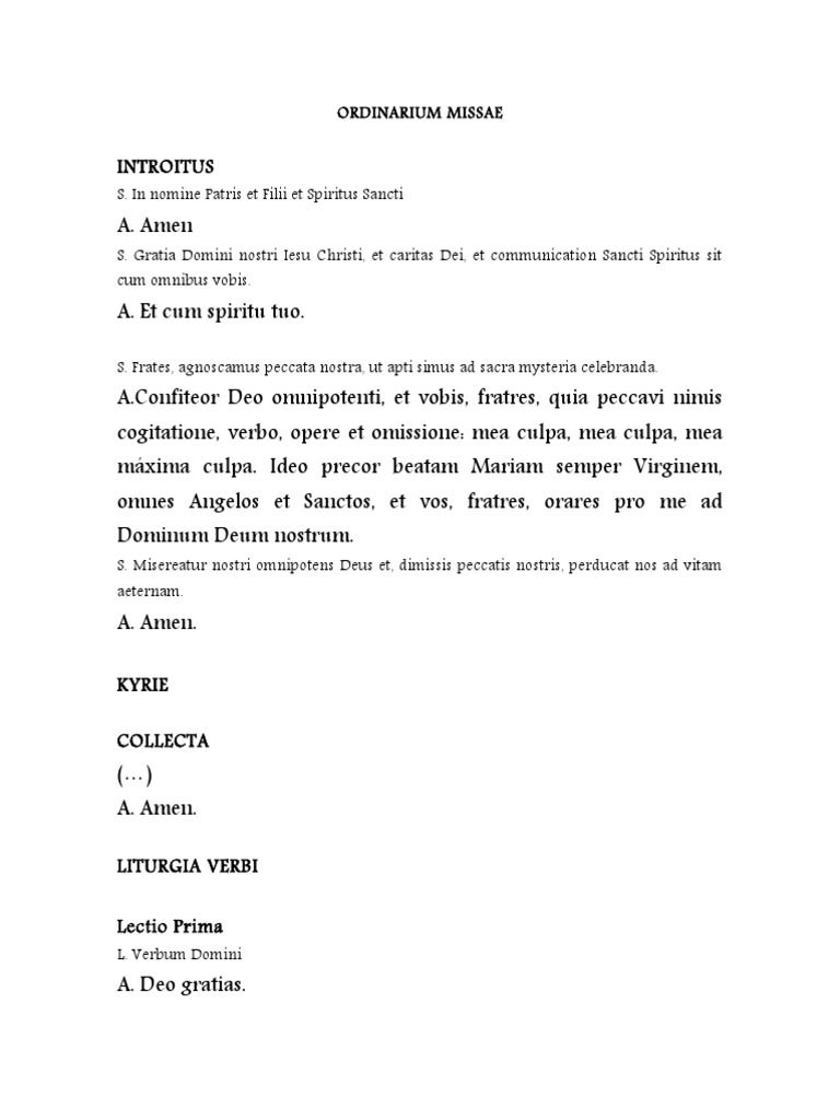 Ordinarium Missae | PDF