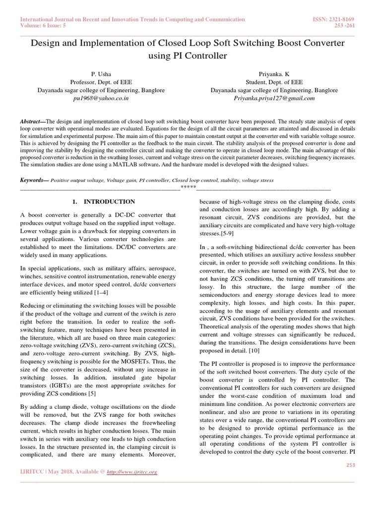Design And Implementation Of Closed Loop Soft Switching Boost Converter Using Pi Controller