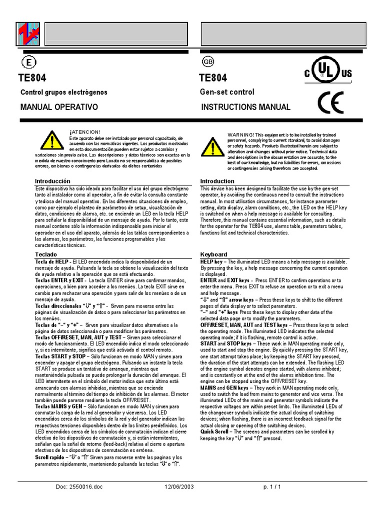 Manual Central Te 804 | PDF | Generador eléctrico | Computadoras personales