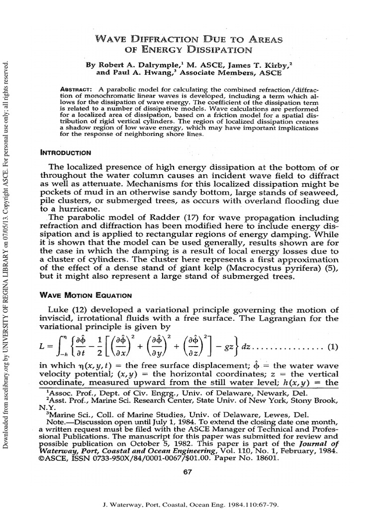 Wave Diffraction Due To Areas of Energy Dissipation | PDF | Waves ...