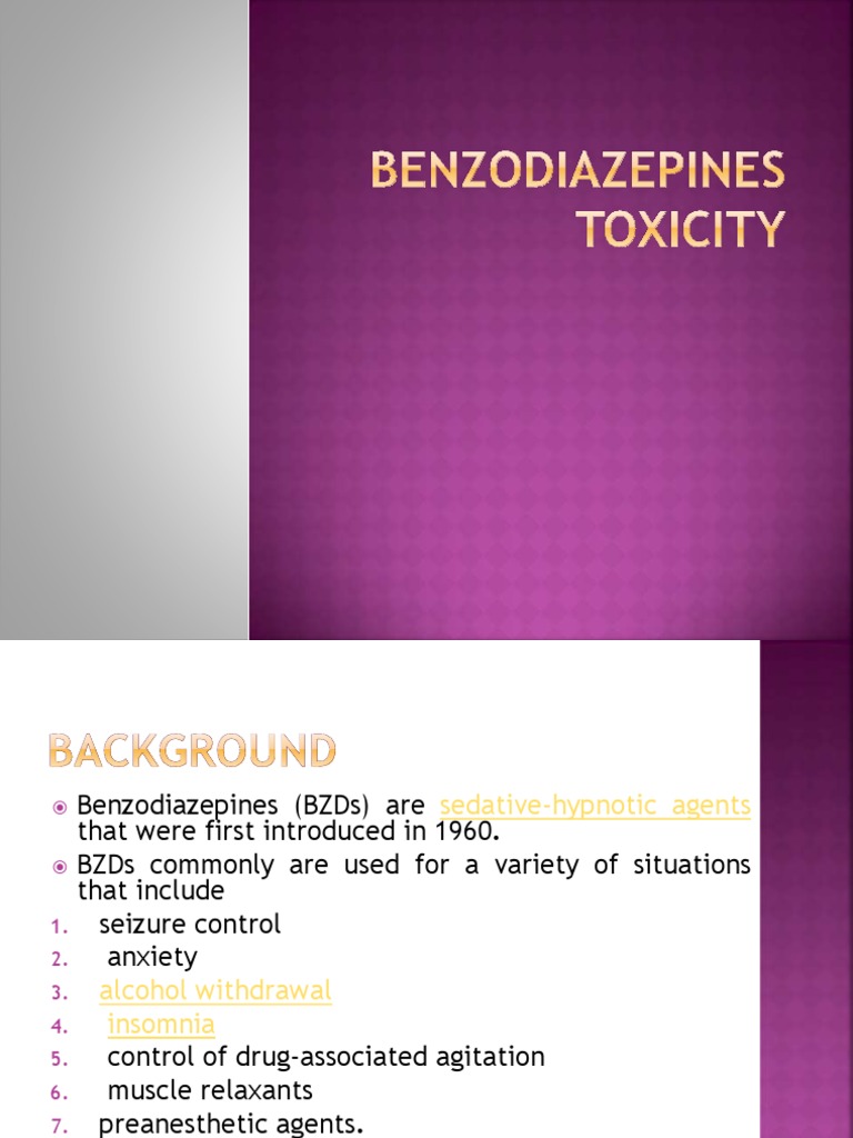 Benzodiazepines Toxicity | PDF | Benzodiazepine | Medical Treatments