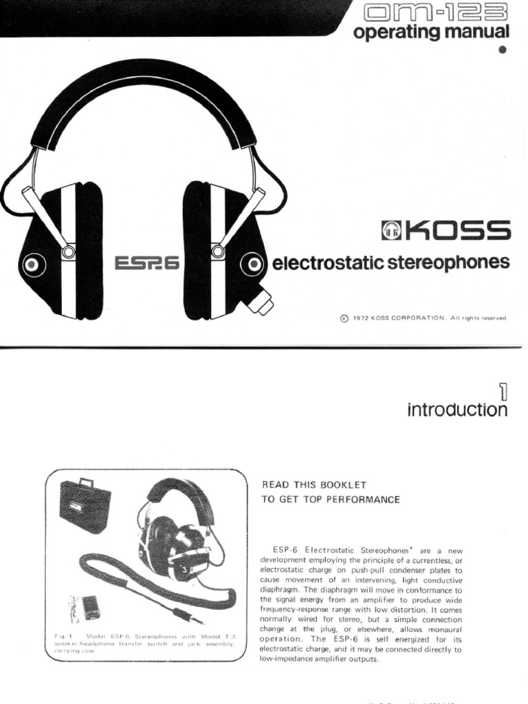 Koss ESP6 Manuel | PDF