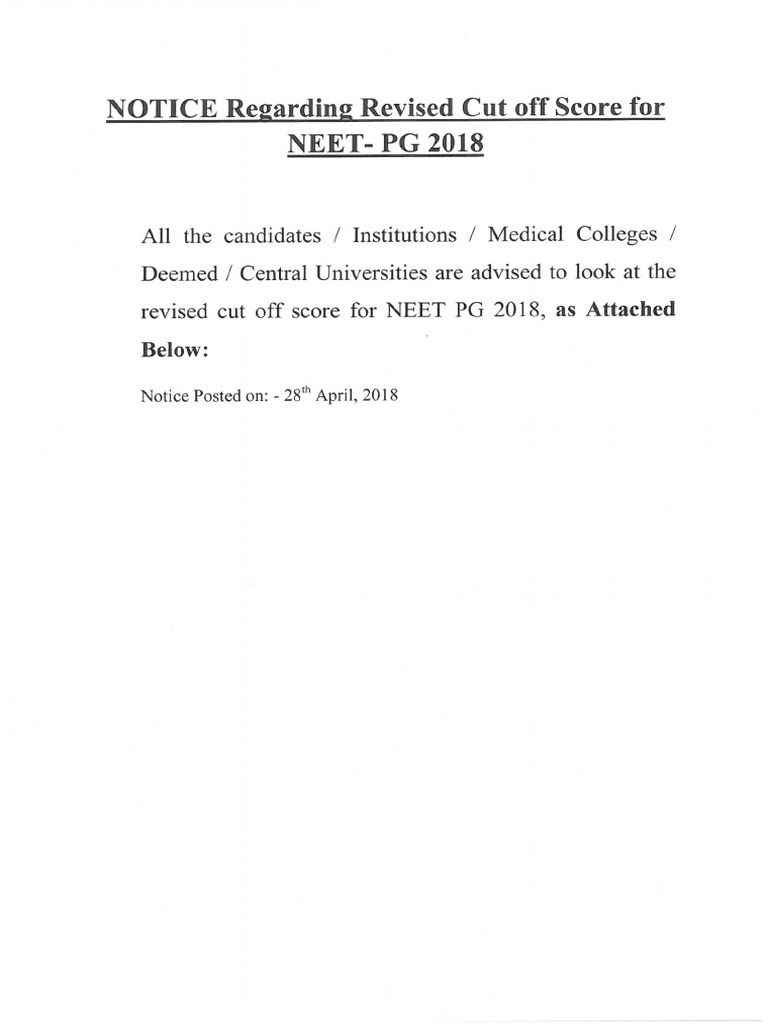 PG Revised Cut Off | PDF