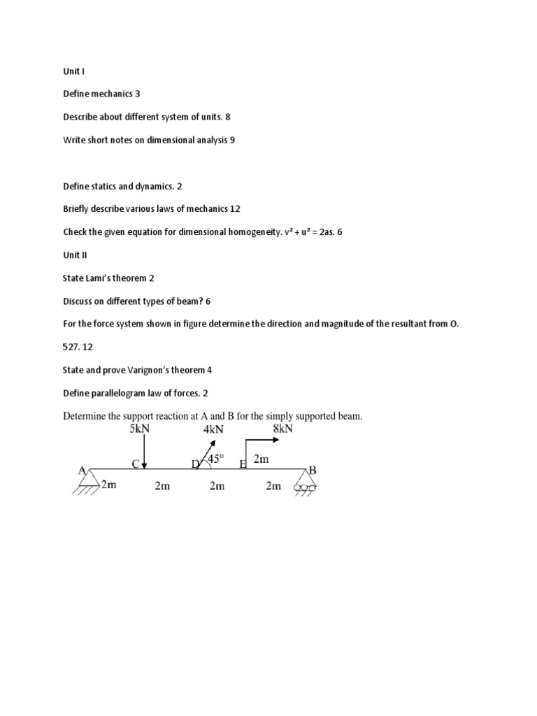Engg Mech Question | PDF