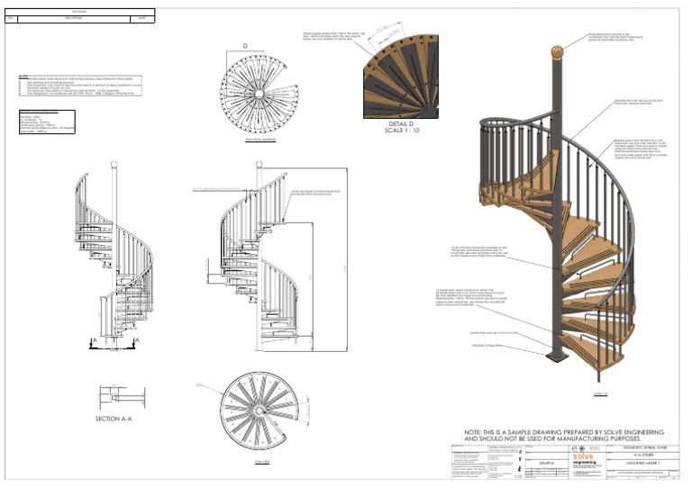 Sample Spiral Stair Assembly Drawing PDF | PDF | Stairs | Engineering ...