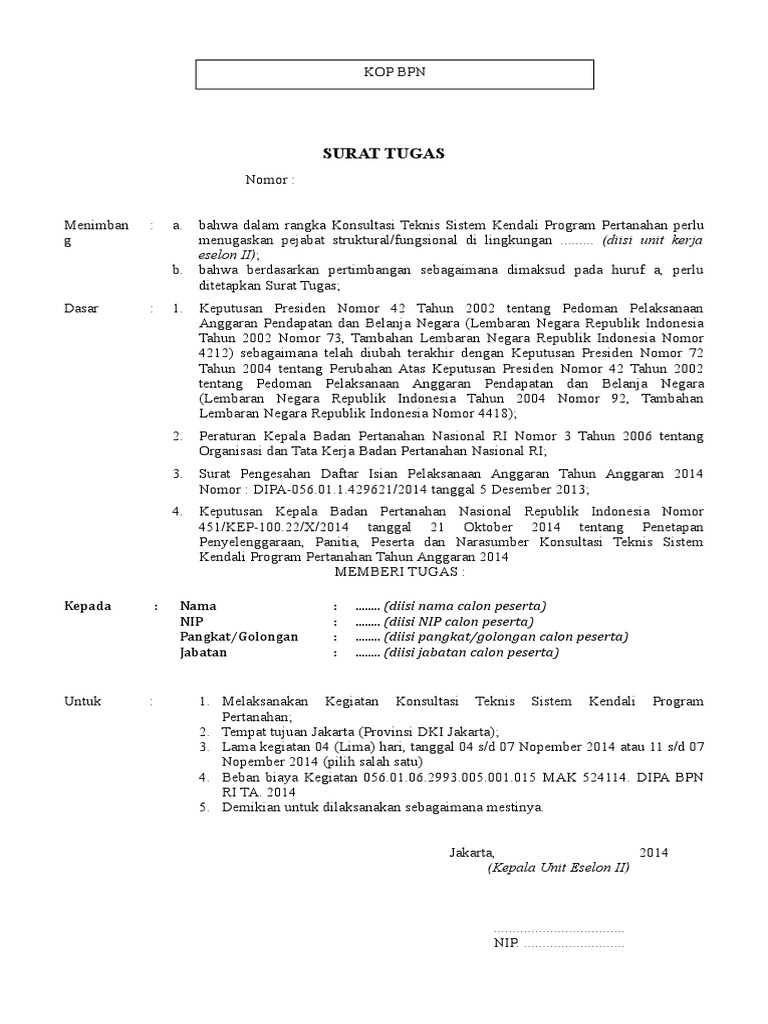 Surat Tugas Contoh | PDF