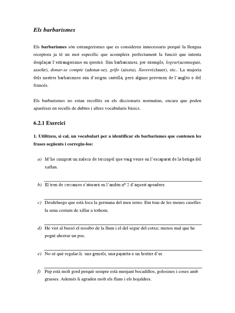 Barbarismes Composició | PDF