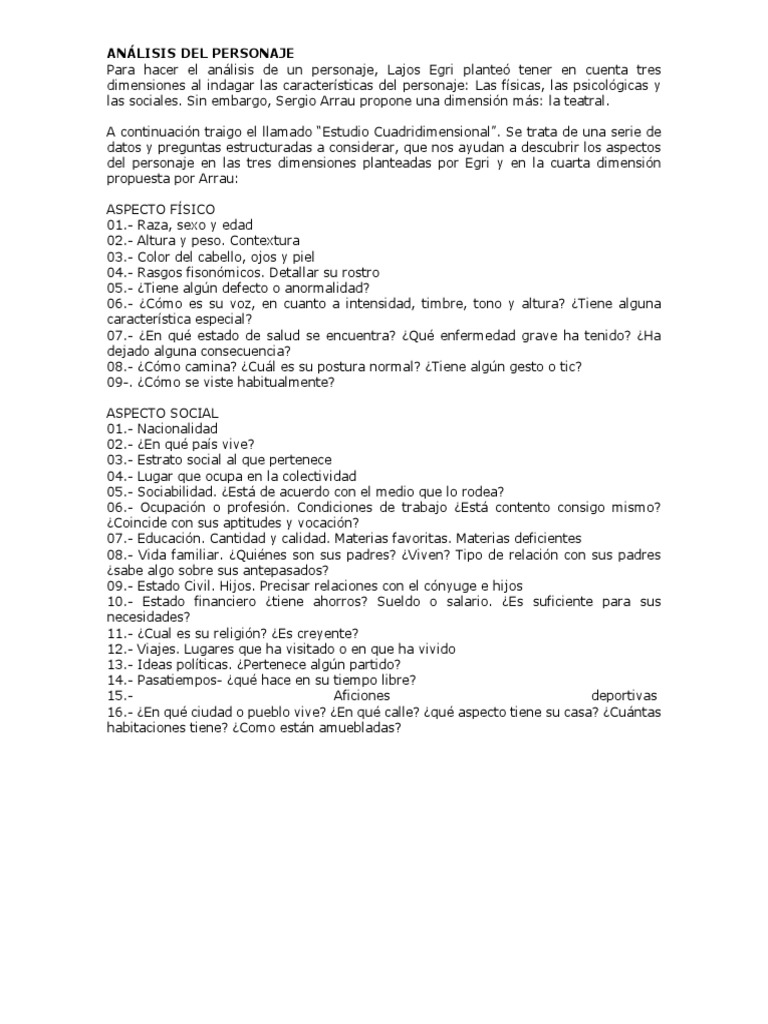 Análisis Cuadridimensional de Personajes | PDF | Narración | Semiótica