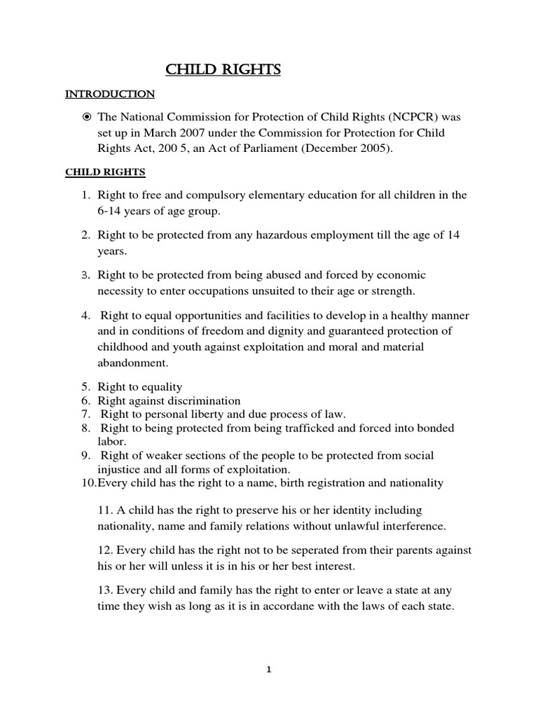 Child Rights | PDF | Children's Rights | Family
