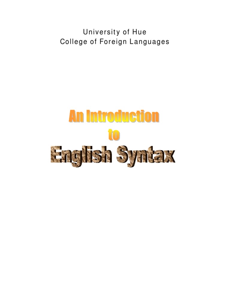 An Introduction To English Syntax | PDF | Part Of Speech | Preposition ...