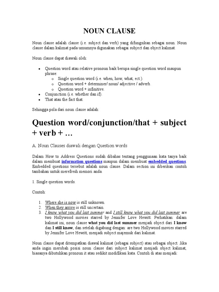 Memahami Noun Clause dan Contohnya | PDF