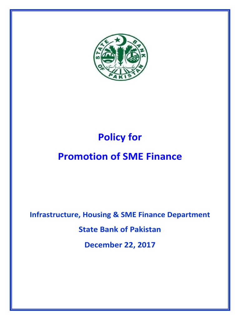 Policy For Promotion SME Finance | PDF | Small And Medium Sized ...