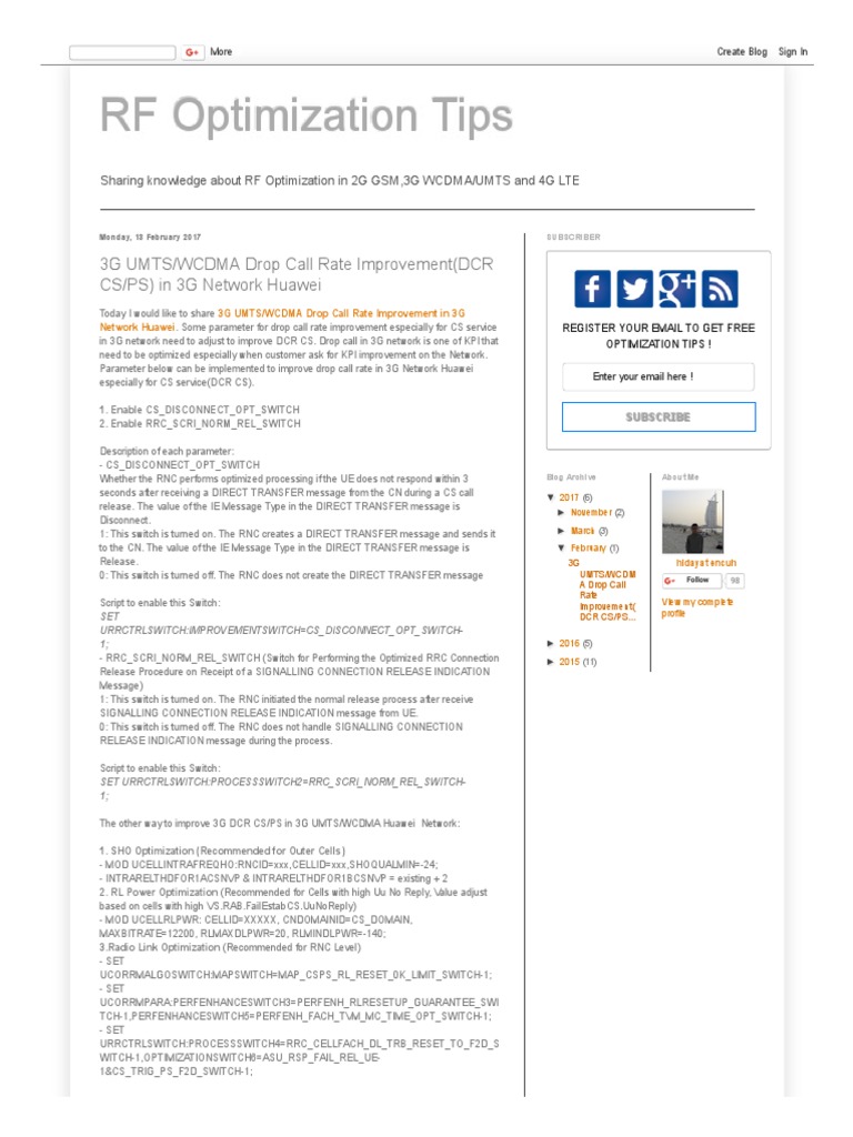 RF Optimization Tips - 3G UMTS - WCDMA Drop Call Rate Improvement (DCR ...