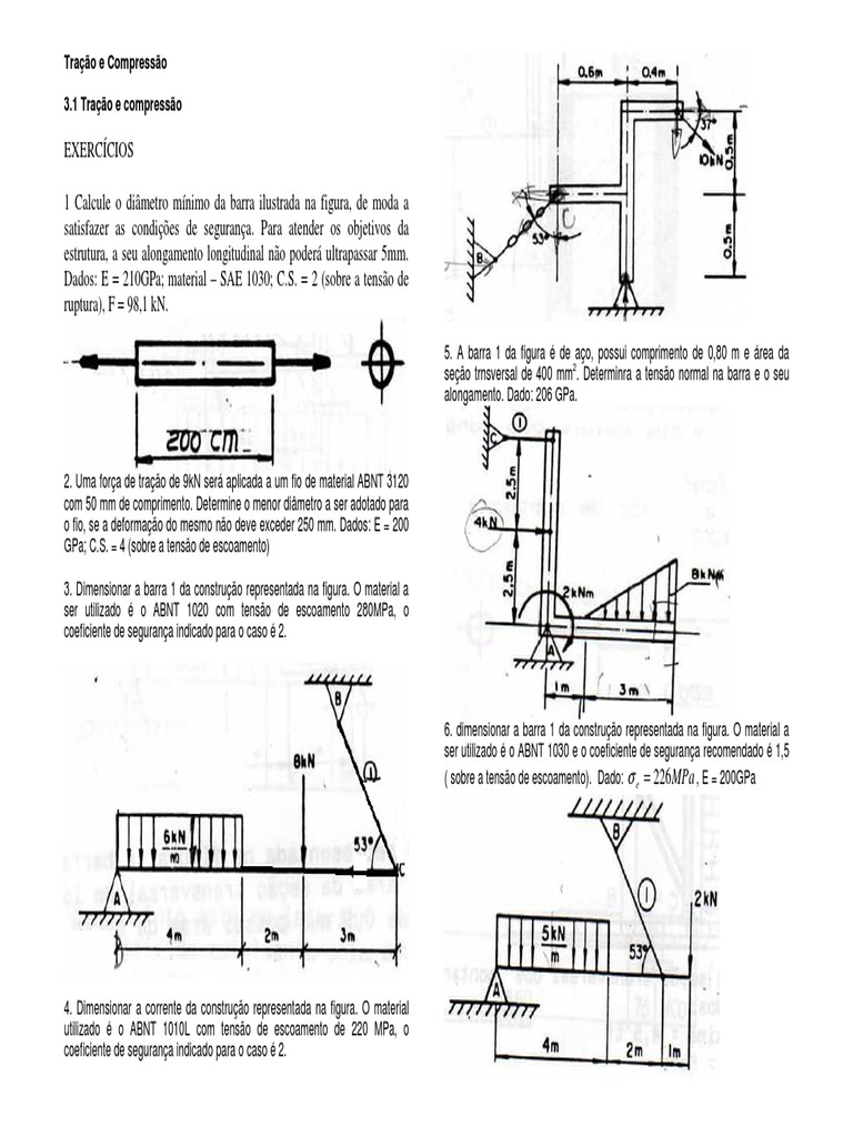 Tração Compressão Exercícios | PDF