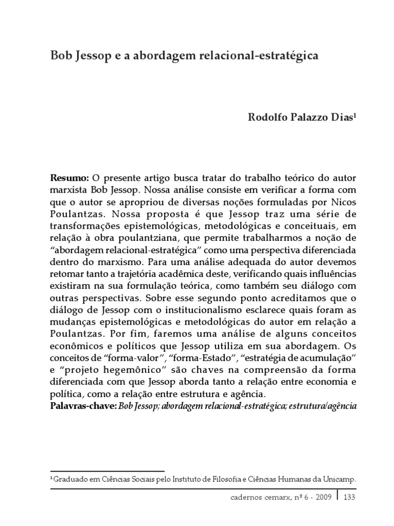 Bob Jessop PDF | PDF | Estado | Marxismo