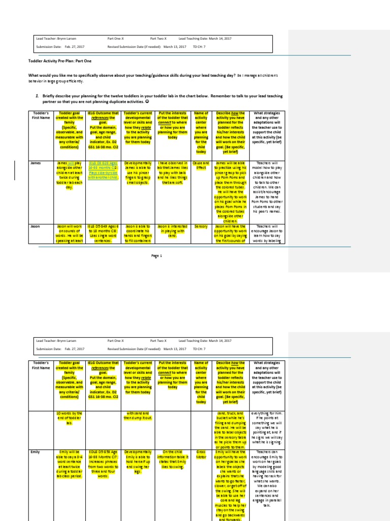 Lesson Plan 3 TL Also 3a | PDF | Toddler | Goal