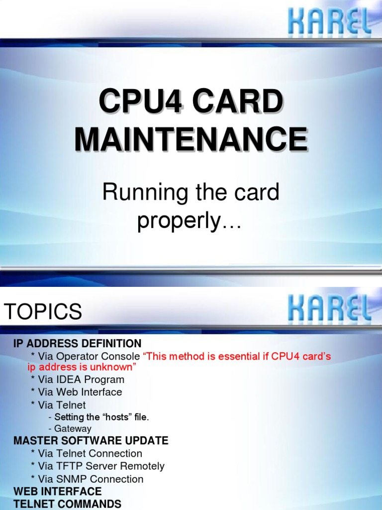 Karel ds200 Cpu4 Desc | PDF | Port (Computer Networking) | Ip Address