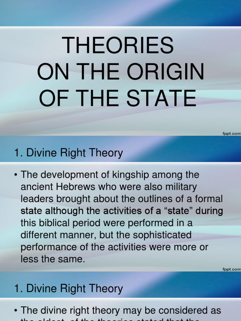 THEORIES On The Origin of The State | PDF | Divinity | Family