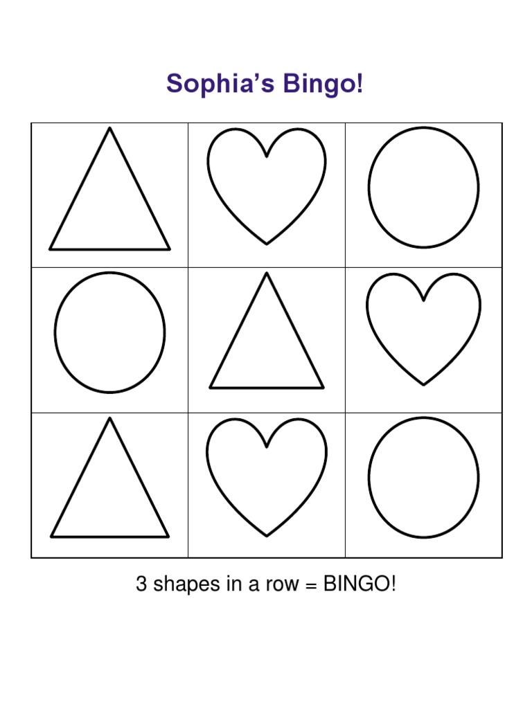 Sophia's Bingo!: 3 Shapes in A Row BINGO! | PDF | Gambling Games ...