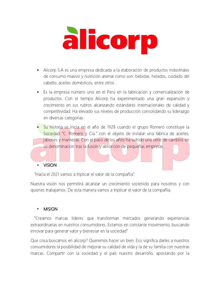 ALICORP Informe Final | PDF | Gestión de recursos humanos | Marketing