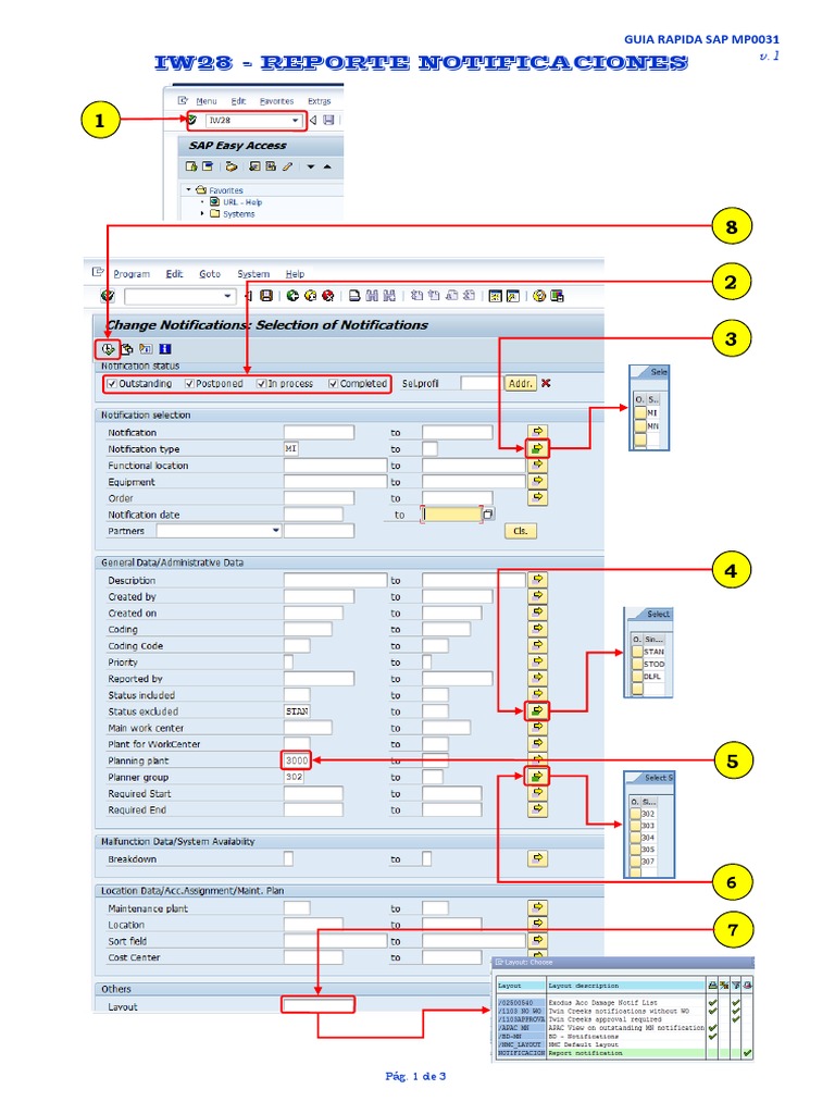 Guia Rapida Sap Mp0031 (Iw28 Reporte de Notificaciones) V 2 | PDF