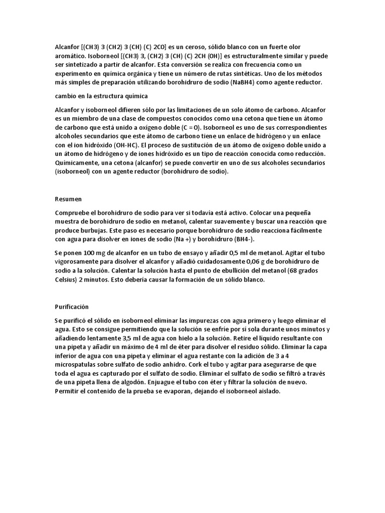 Alcanfor | PDF | Redox | Alcohol
