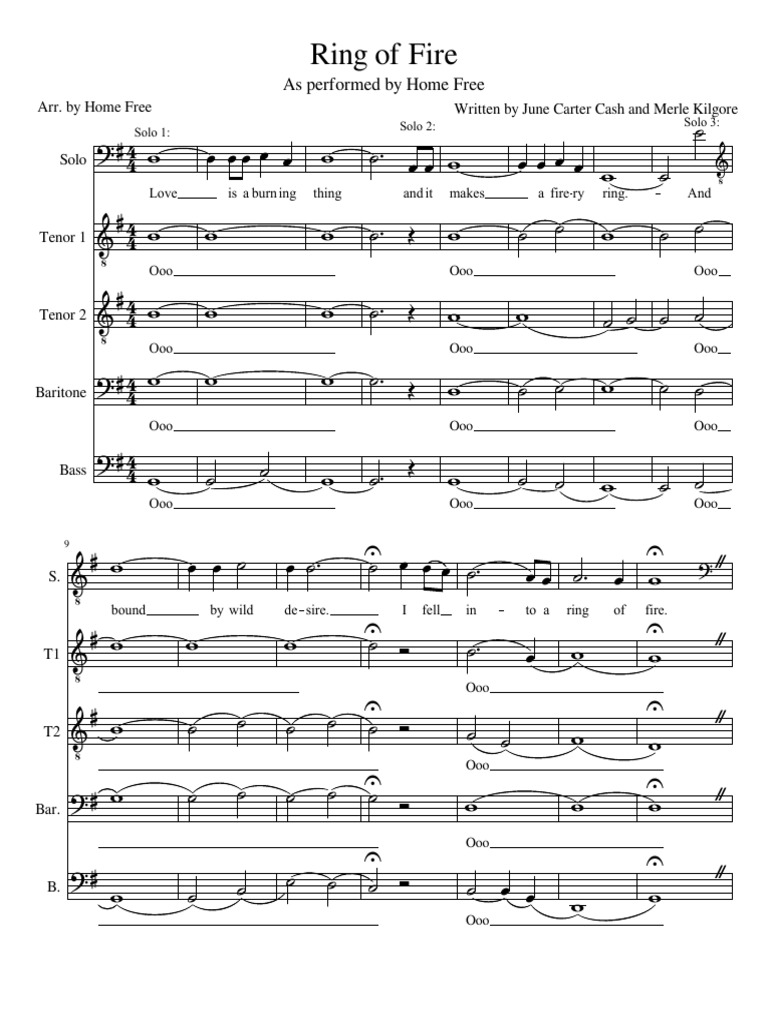 Ring of Fire As Performed by Home Free | PDF | Culture Of The Southern ...