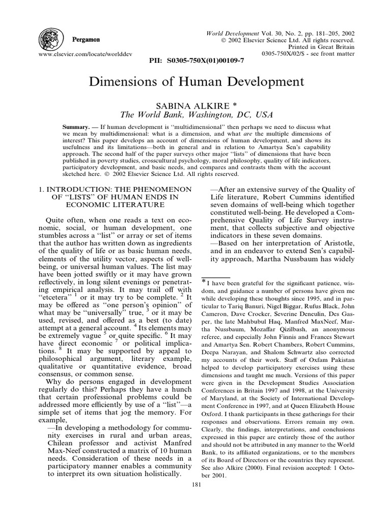 Dimensions of Human Development | PDF | Reason | Well Being