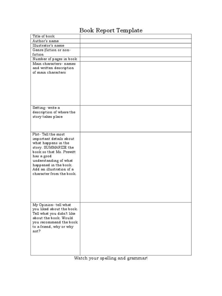Book Report Template1 | PDF