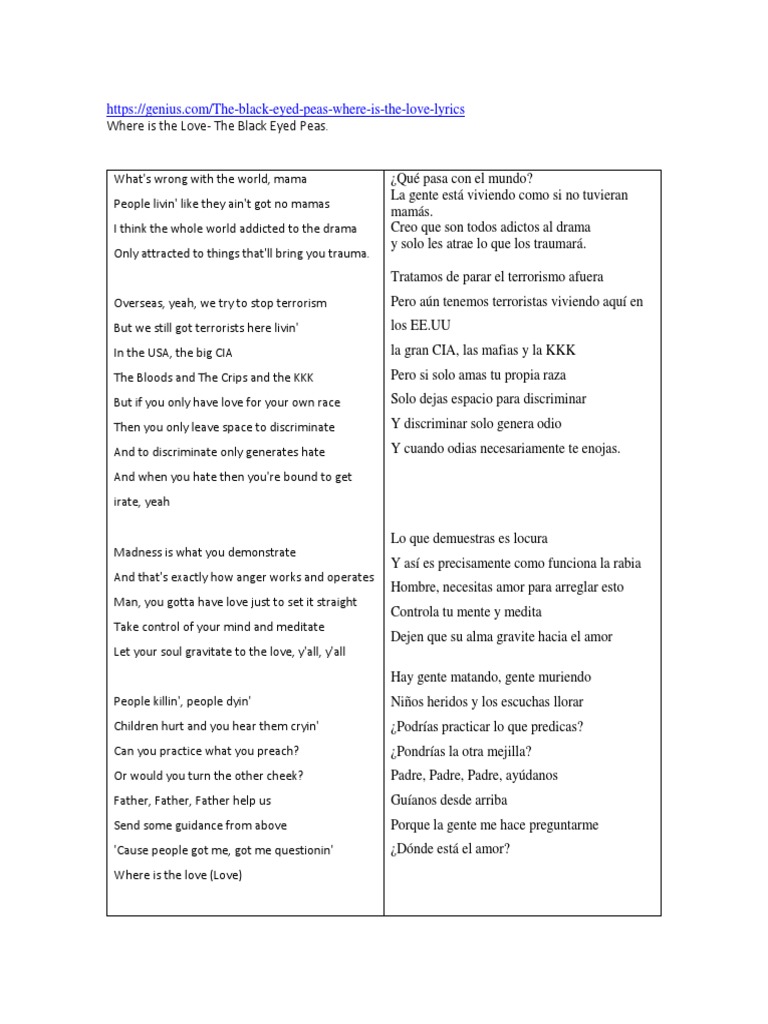 Where Is The Love | PDF