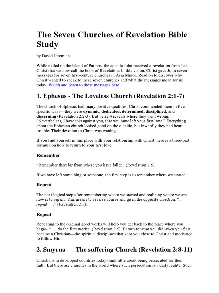 The Seven Churches of Revelation Bible Study | PDF | Christian Church ...