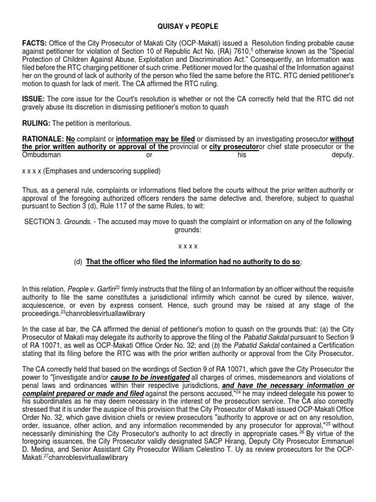 Quisay V People | PDF | Prosecutor | Complaint