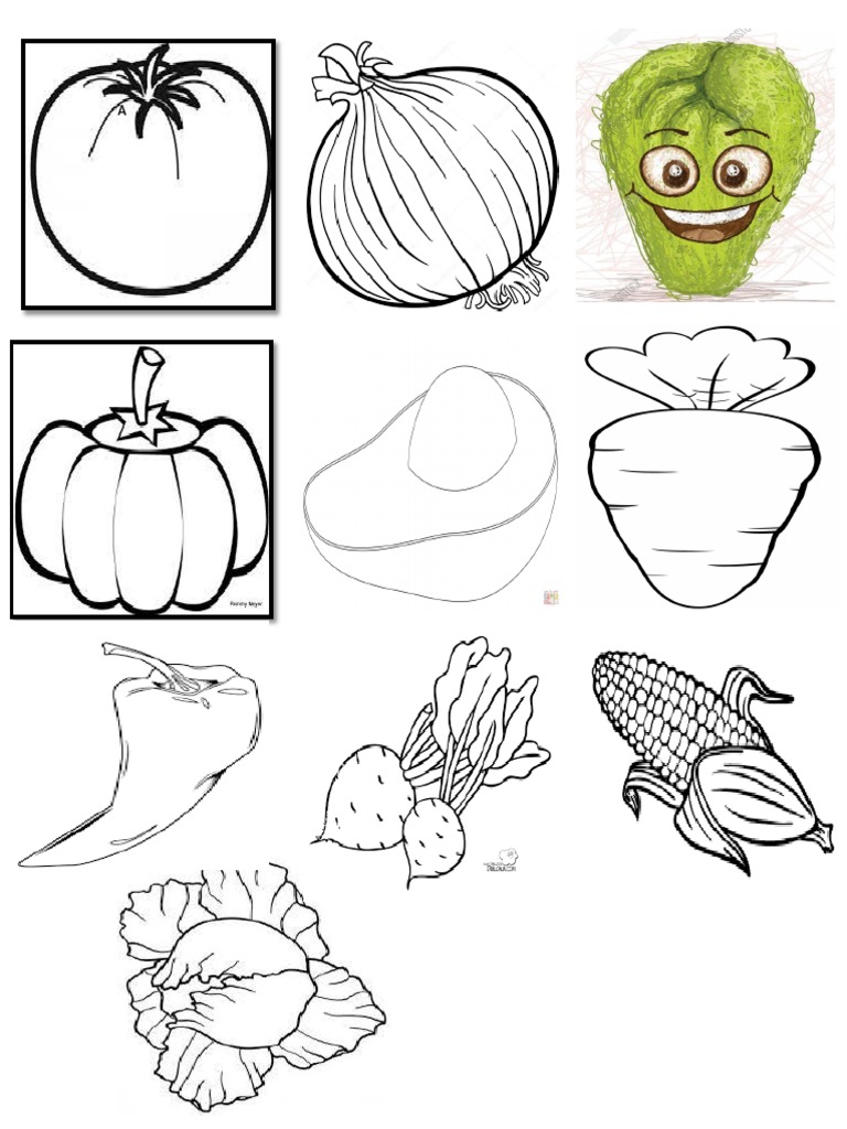 10 Frutas y Verduras para Colorear | PDF