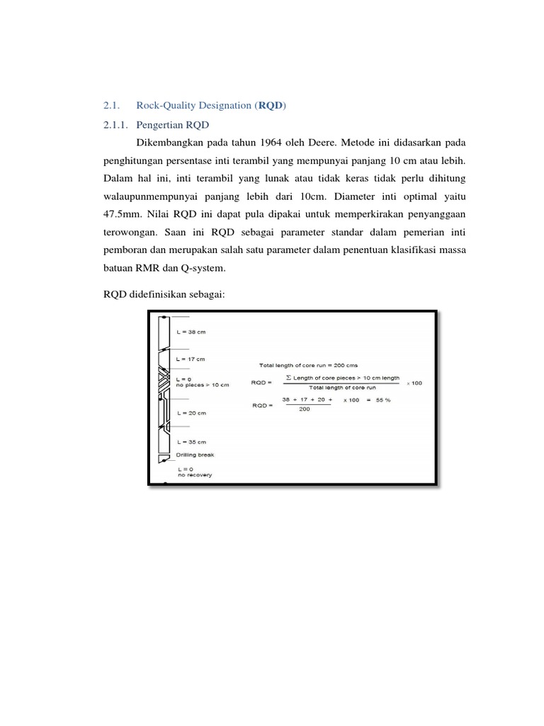 2.1. Rock-Quality Designation (RQD) | PDF