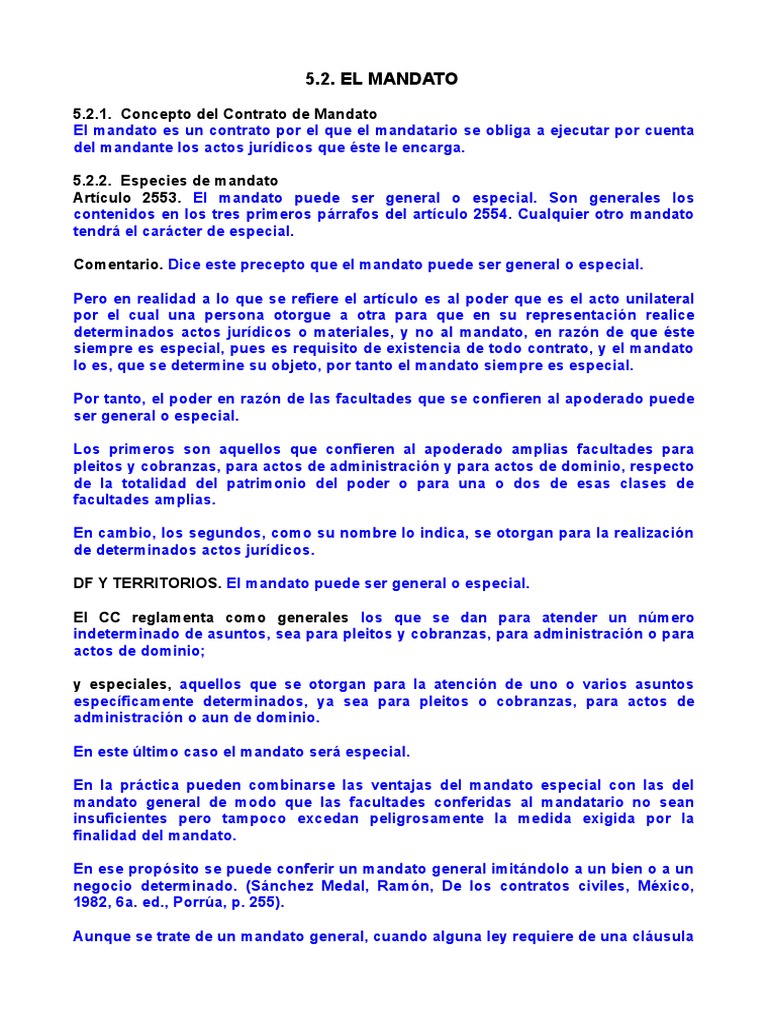 Contrato de Mandato: Conceptos y Tipos | PDF | Propiedad | Conceptos ...