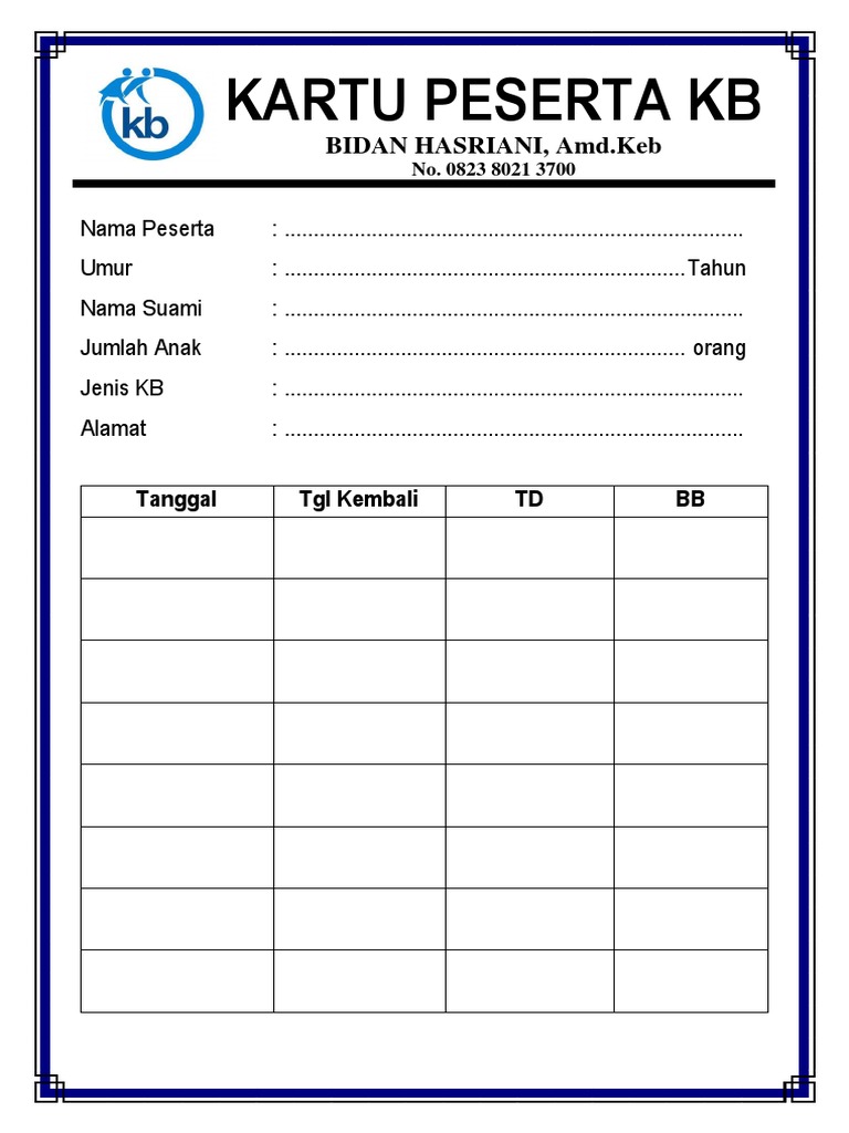 Kartu Peserta KB | PDF
