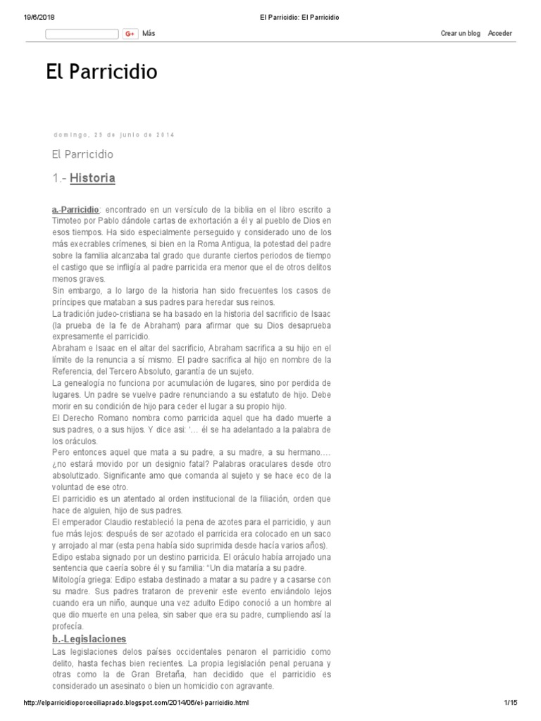 El Parricidio - El Parricidio | PDF | Intención (Derecho Penal) | Homicidio