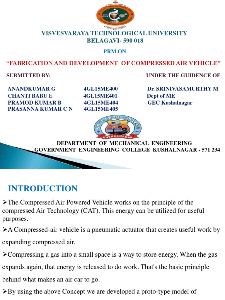 Compressed Air Vehicle Development Report | PDF | Vehicles | Internal ...