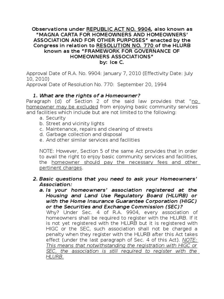 Notes Under RA 9904 | PDF | Corporations | Board Of Directors