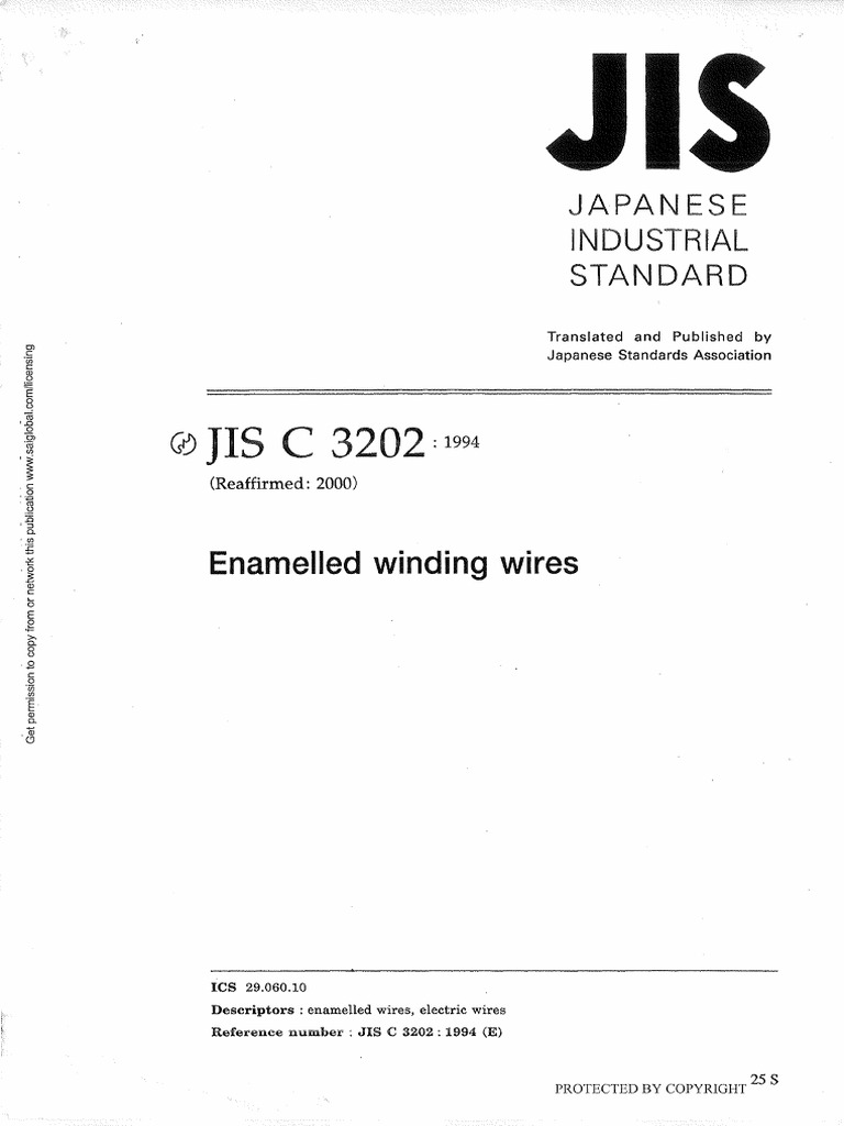 JIS C3202 Enamelled Winding Wire | PDF